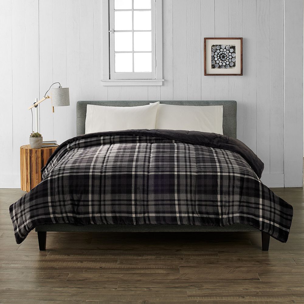Cuddl Duds® Gray Plaid Soft Comforter