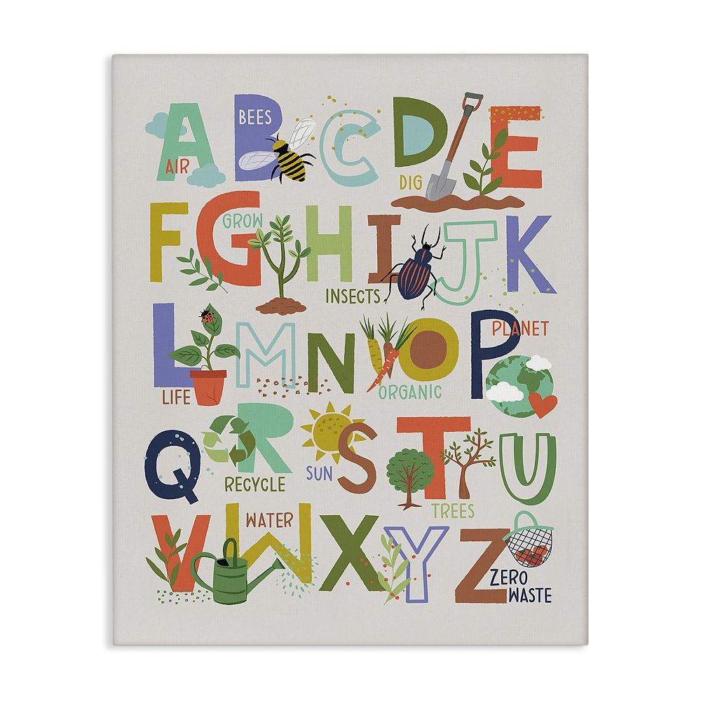 Stupell Home Decor Children's Garden Insects Alphabet Canvas Wall Art