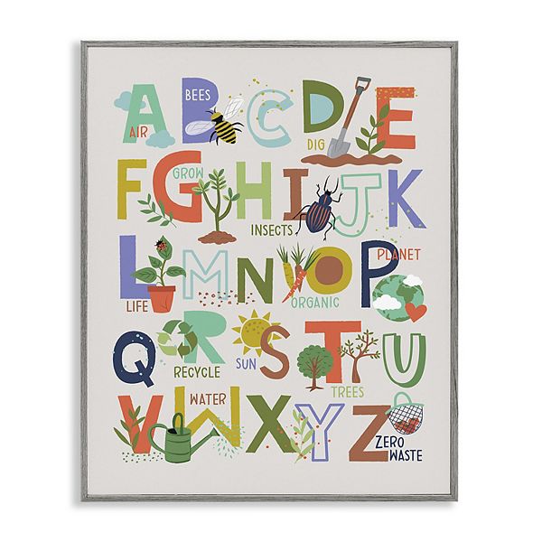 Stupell Home Decor Garden Insects Alphabet Chart Framed Wall Art