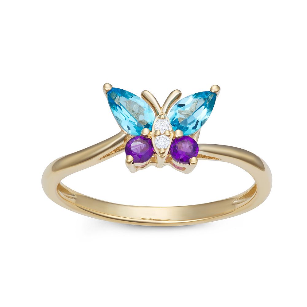 LeRose by Lexi and Rose 10k Gold Swiss Blue Topaz, Amethyst & Diamond ...