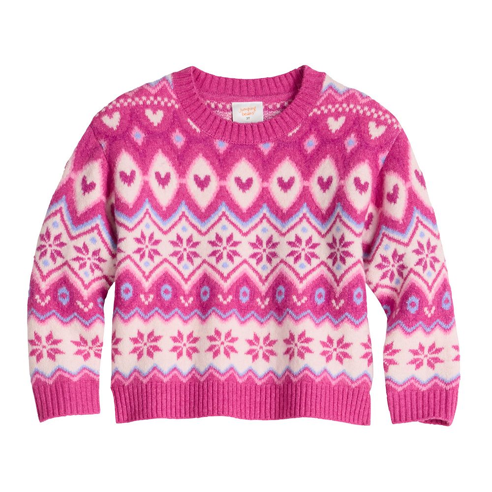 Baby & Toddler Girl Jumping Beans® Jacquard Crew Pullover Sweater