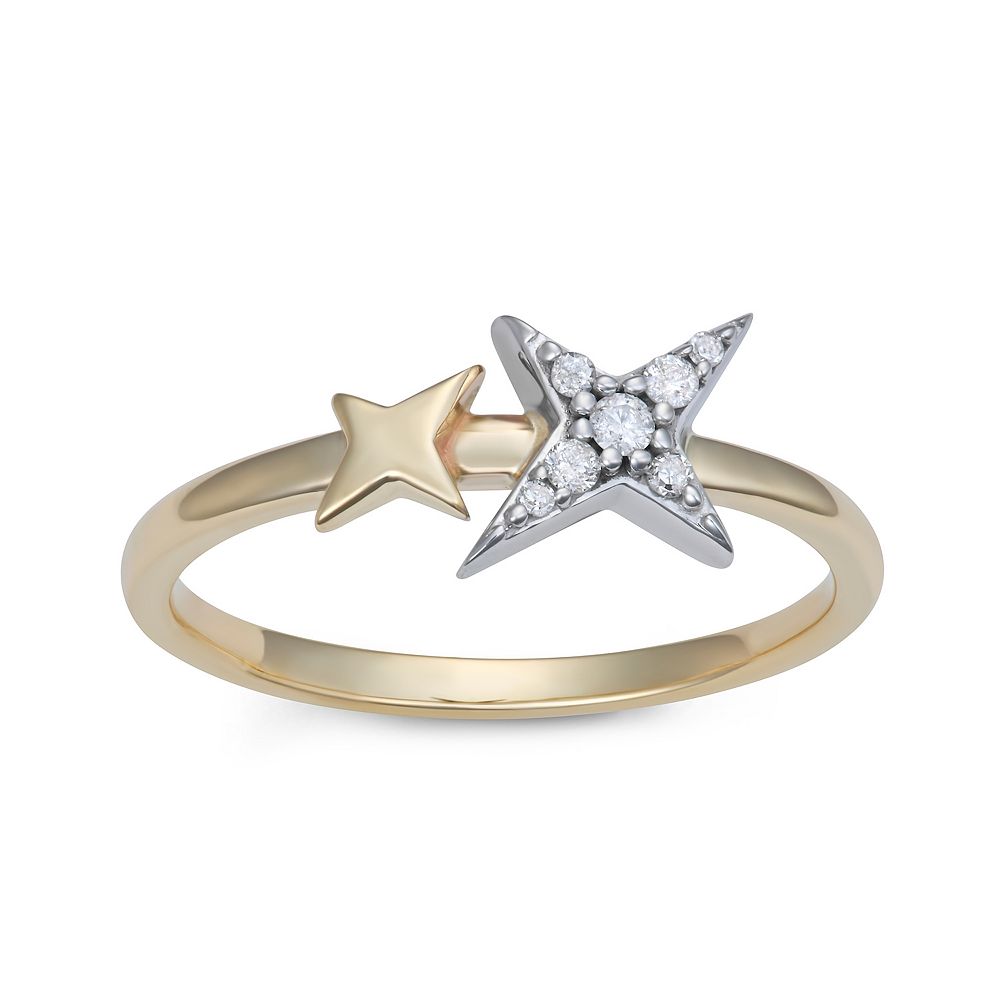 LeRose by Lexi and Rose Two Tone 10k Gold Diamond Accent Stars Ring