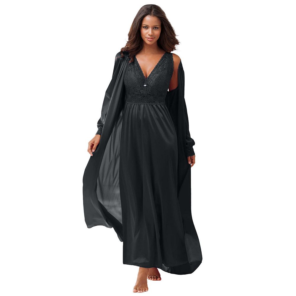 Amoureuse Plus Size Peignoir 2-Piece Tricot Gown & Robe
