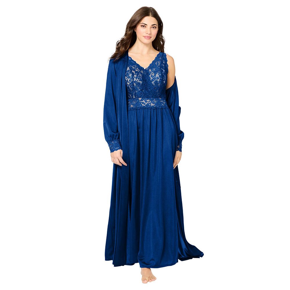 Amoureuse Plus Size Peignoir 2-Piece Tricot Gown & Robe