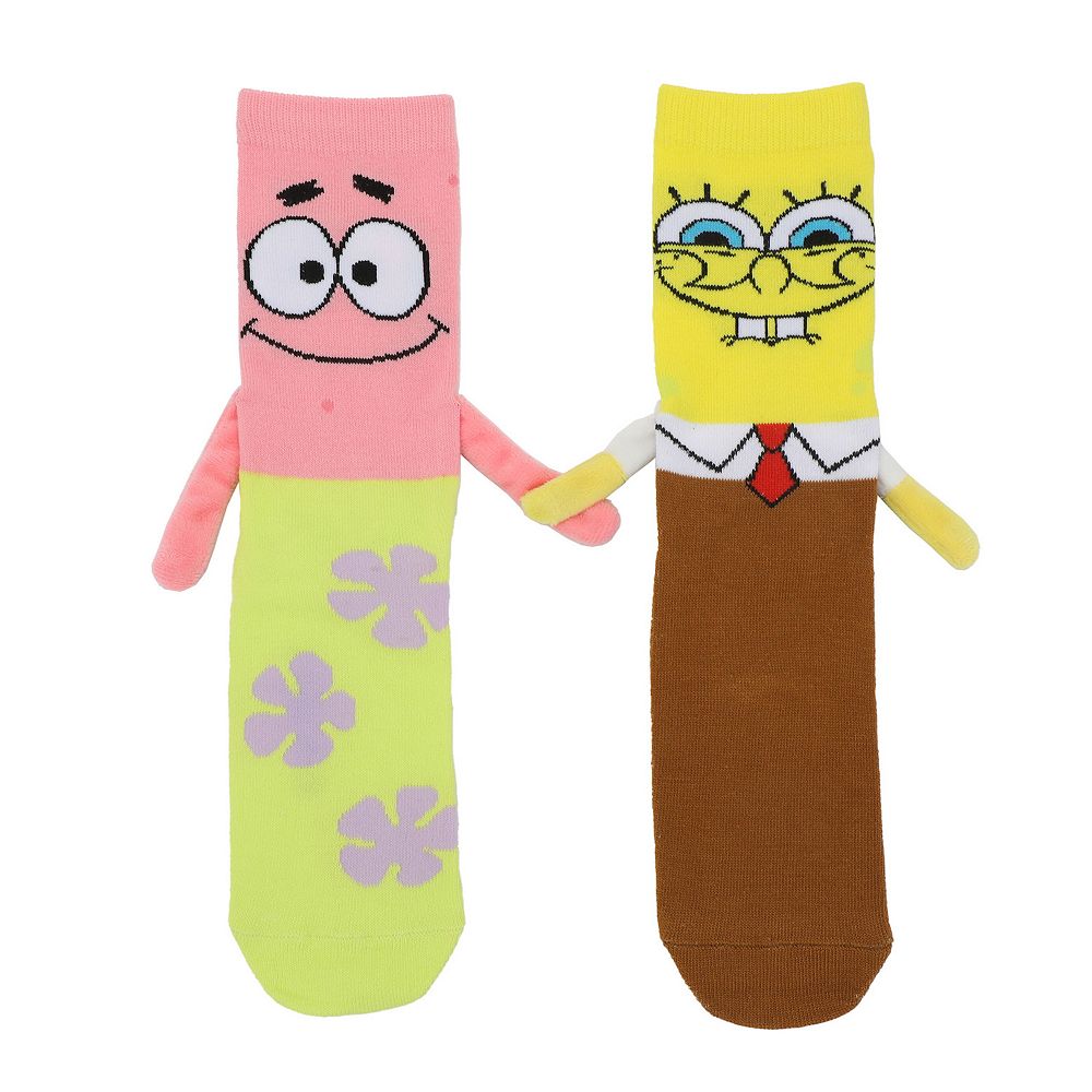 Women's SpongeBob & Patrick 3D Magnetic Hand Crew Socks