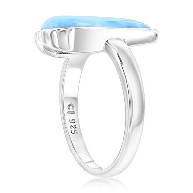 Nautica Rocks Sterling Silver Irregular Larimar Ring