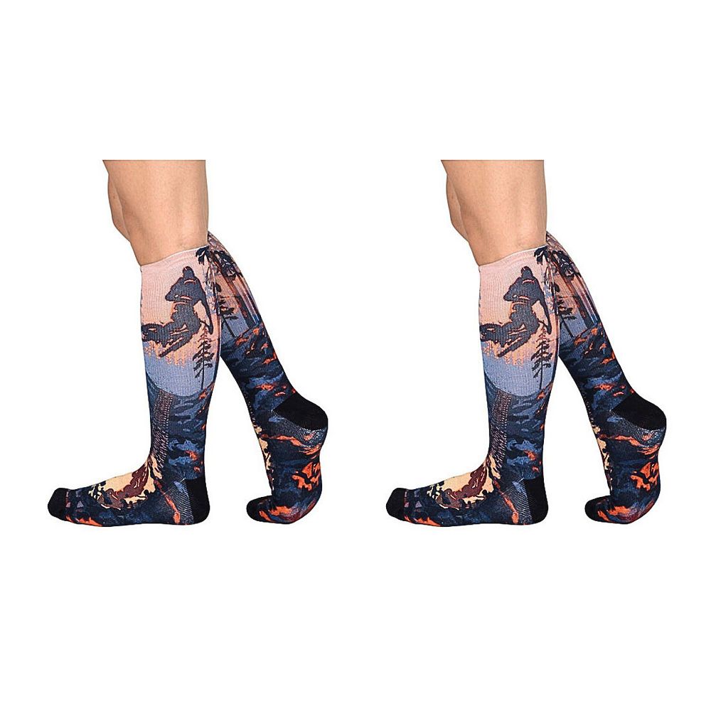 CoolMax Mud Bike Pattern Knee High Socks Socks, Men & Women 2 Pair Socks