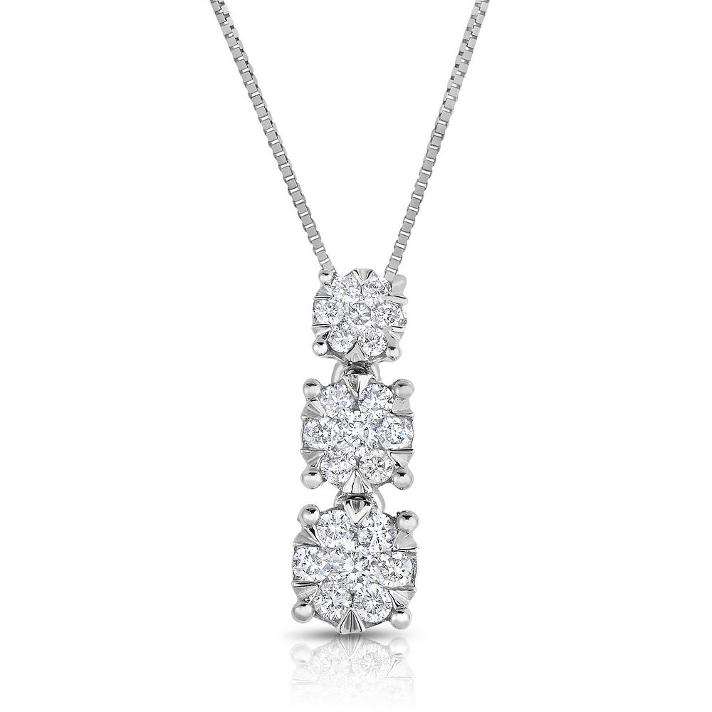 Diamaison 14k White Gold 3/8 Carat T.W. Diamond Pendant Necklace