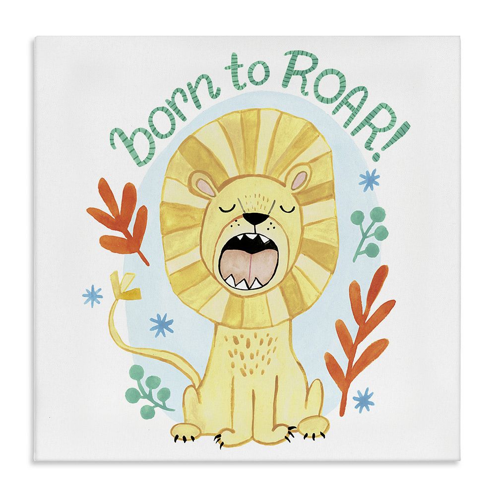 Stupell Home Decor Born To Roar Lion Botanicals Canvas Wall Art
