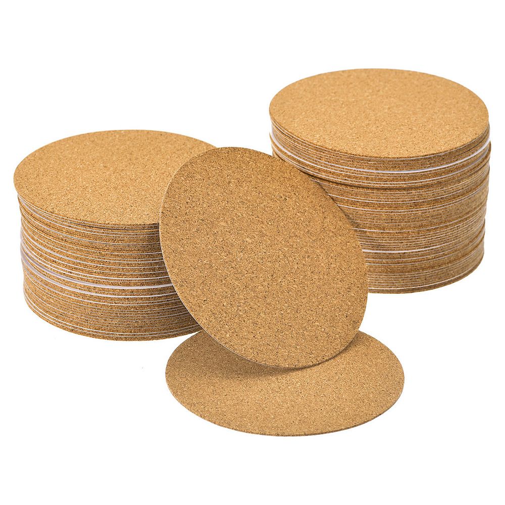 100 Pcs Self-Adhesive Cork Round, 3" x 3" Cork Tiles Backing Sheets ...