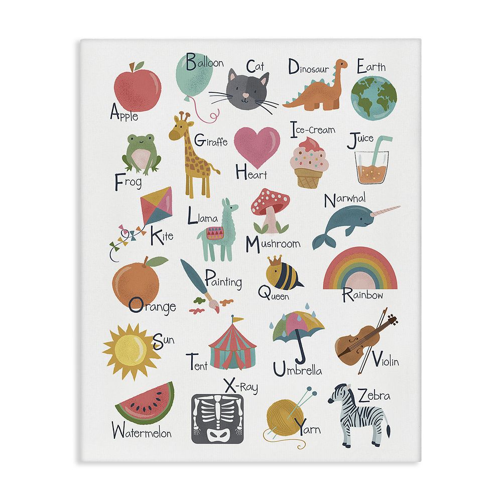 Stupell Home Decor Learning Alphabet Letters Various Wildlife Canvas ...