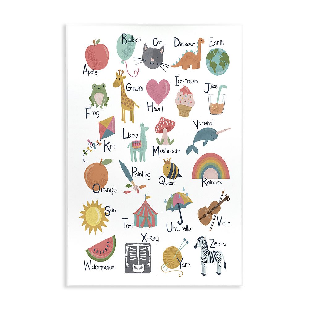 Stupell Home Decor Learning Alphabet Letters Various Wildlife Wooden ...