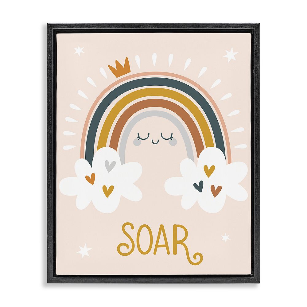 Stupell Home Decor Soar Calligraphy Rainbow Hearts Stars Framed ...