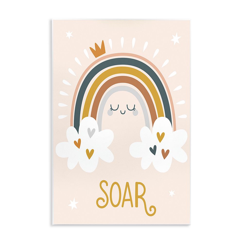 Stupell Home Decor Soar Calligraphy Rainbow Hearts Stars Plaque Wall Art