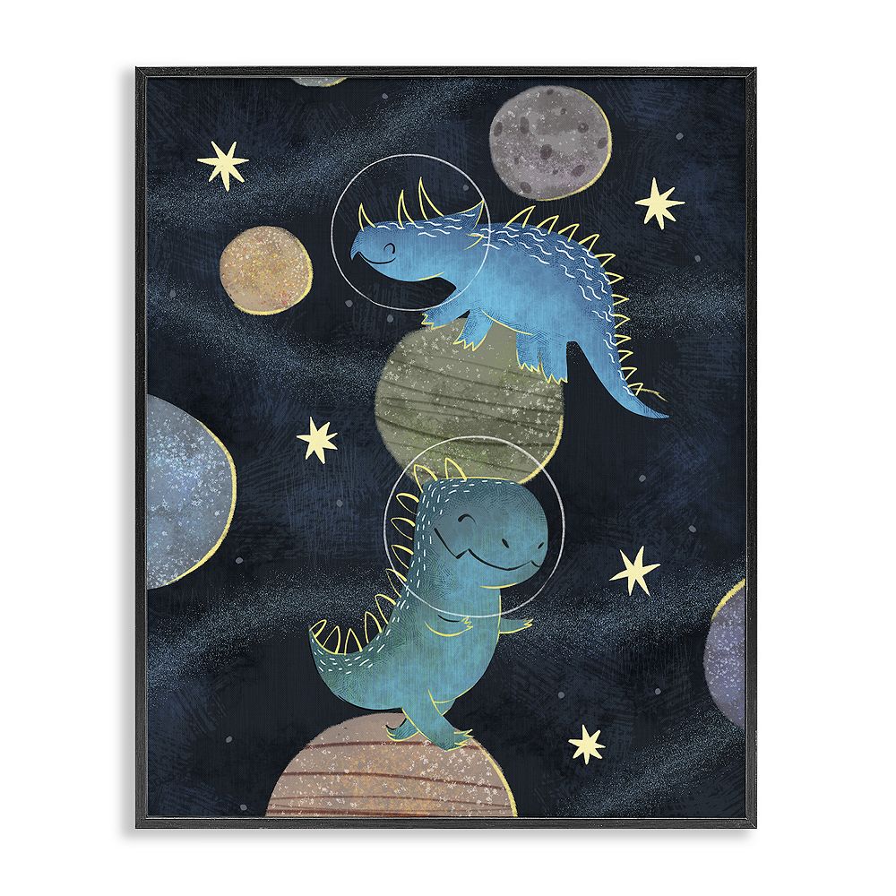 Stupell Home Decor Galactic Dinosaur Astronauts Outer Space Framed ...