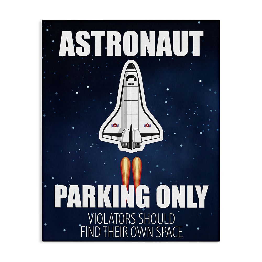 Stupell Home Decor Astronaut Parking Space Sign Stretched Canvas Print
