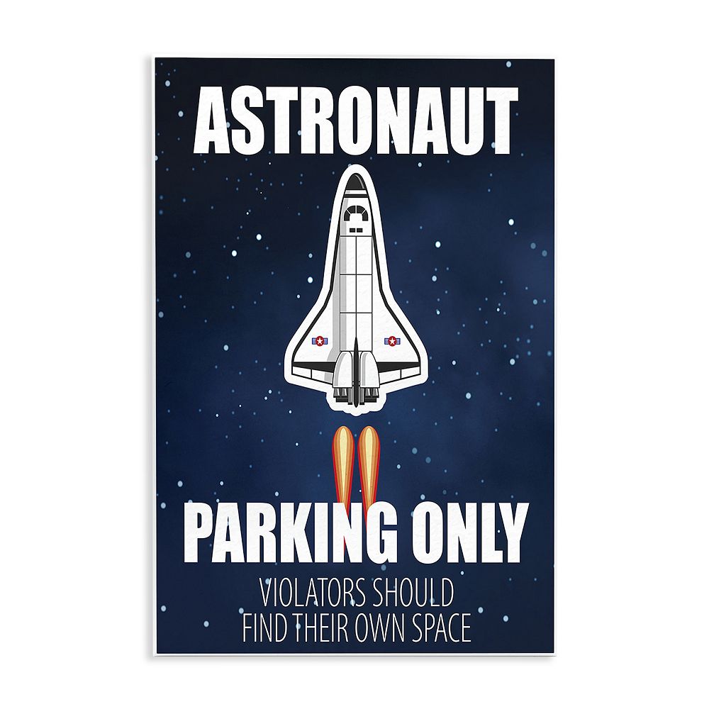 Stupell Home Decor Astronaut Parking Space Sign Wood Plaque