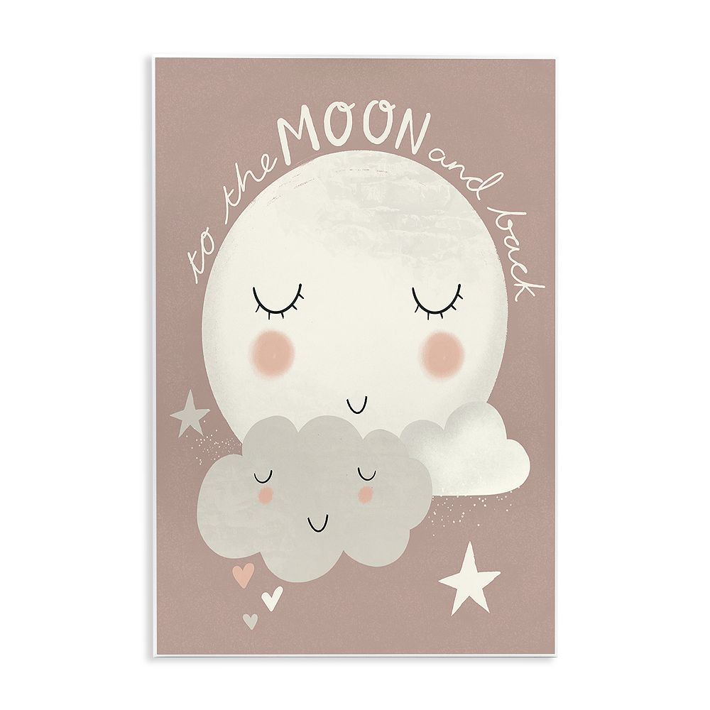 Stupell Home Decor Moon and Back Phrase Cloud Wood Wall Art