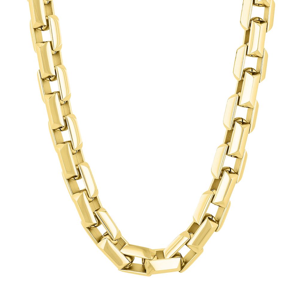 Men's Steel Nation Gold-Tone Stainless Steel Pyramid Link Chain Necklace