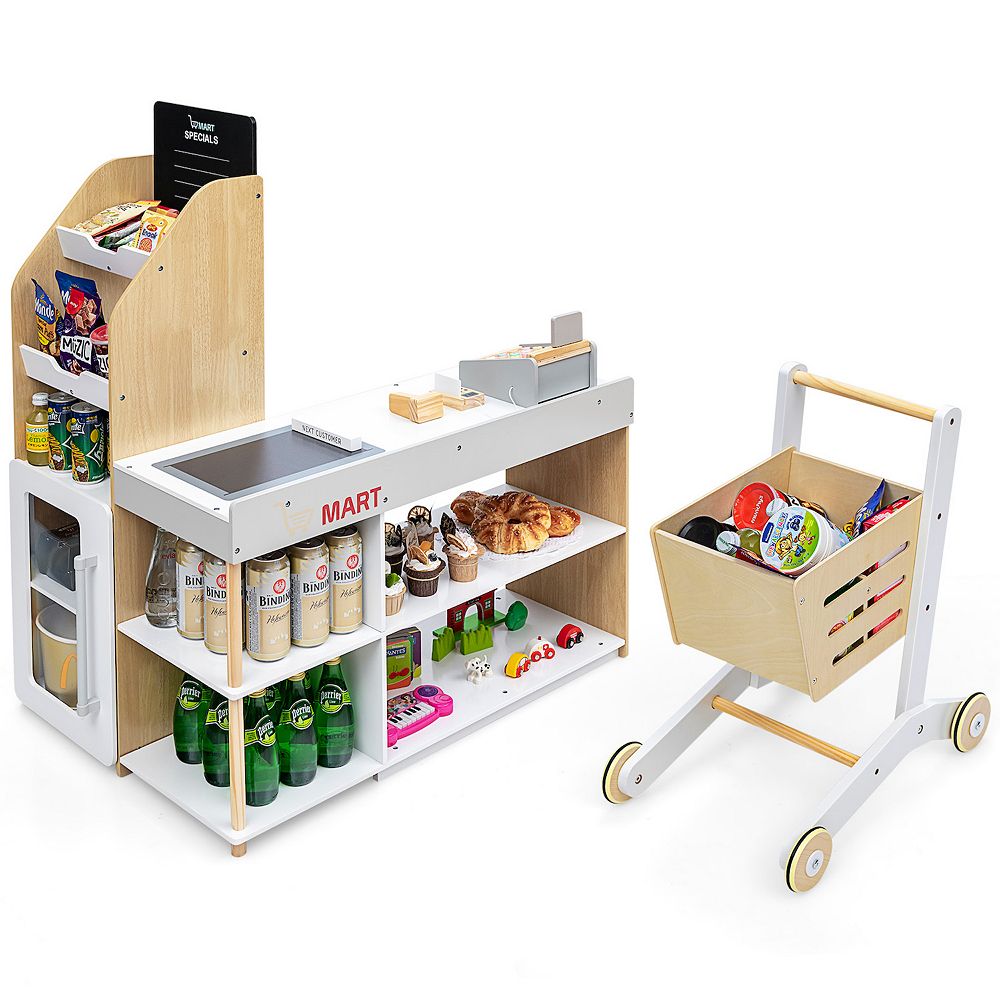 Costway Grocery Store Playset Supermarket Shopping Set with Cart