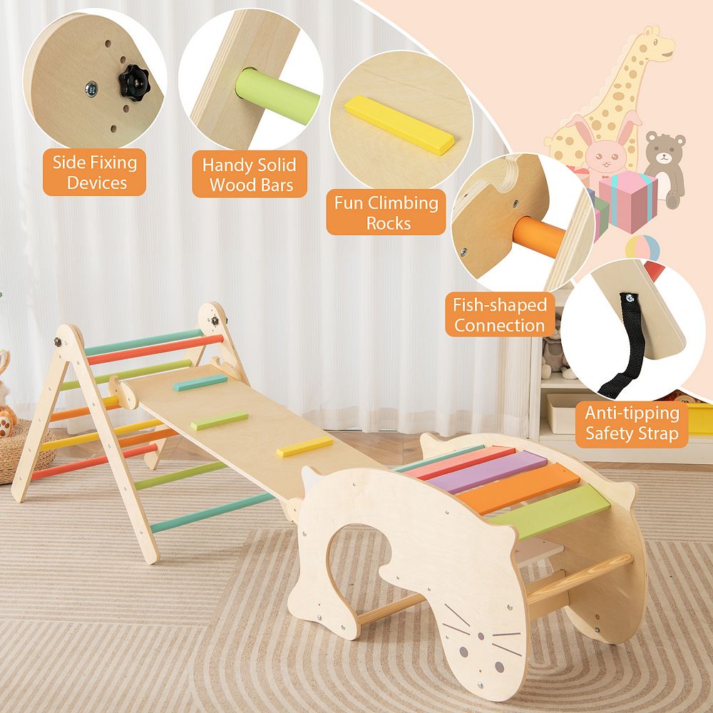 Costway 7-in-1 Indoor Climbing Toys with Reversible Ramp and Rocker