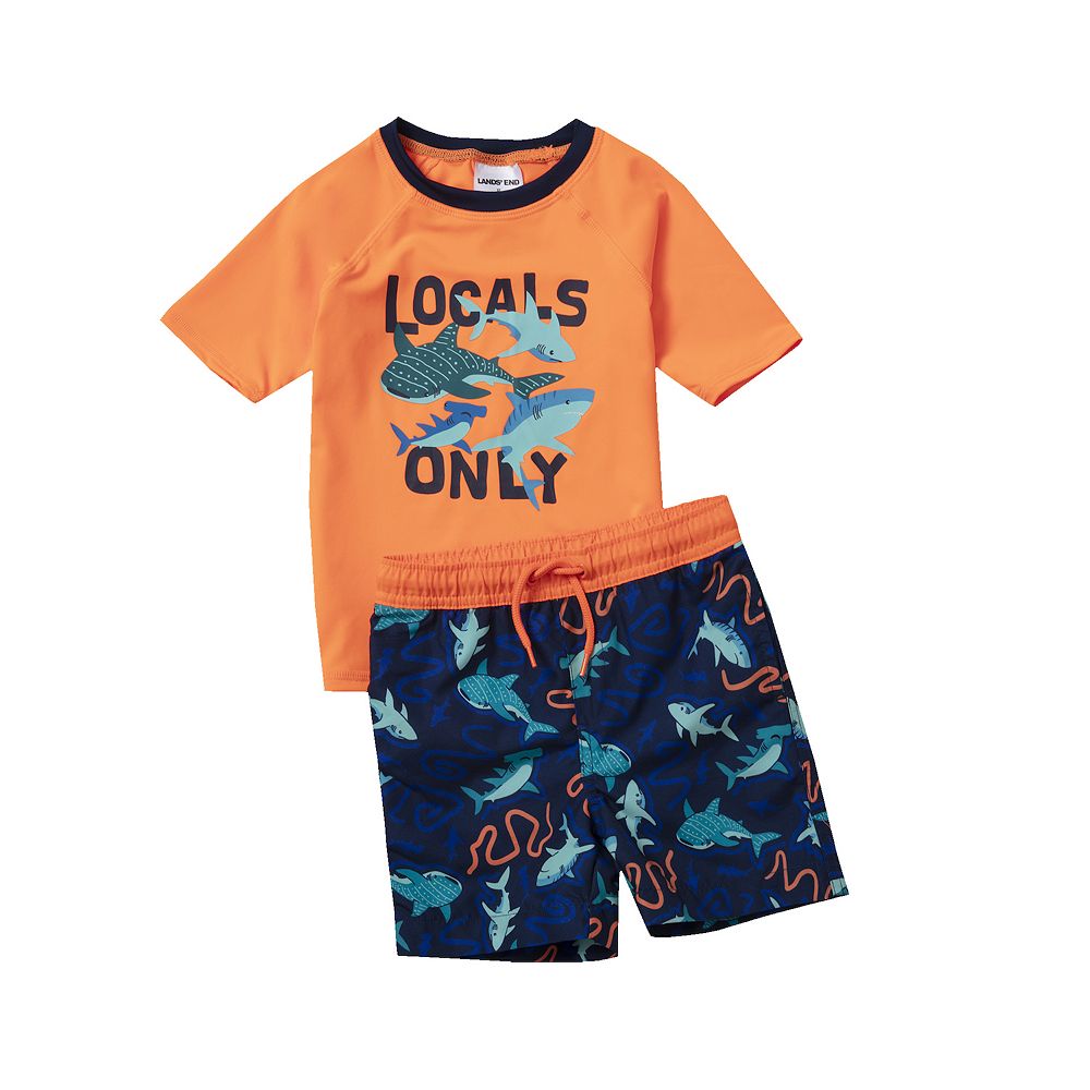 Toddler Boy Lands' End Short Sleeve Rashguard 2-pc. Swim Set