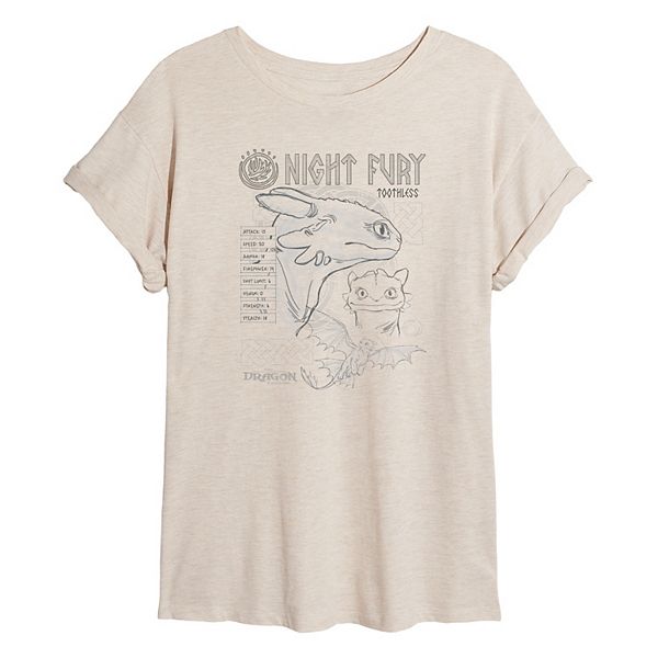Juniors' How To Train Your Dragon Night Fury Oversized Tee