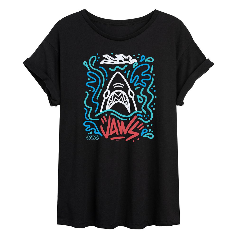Juniors' Jaws Doodles Oversized Tee