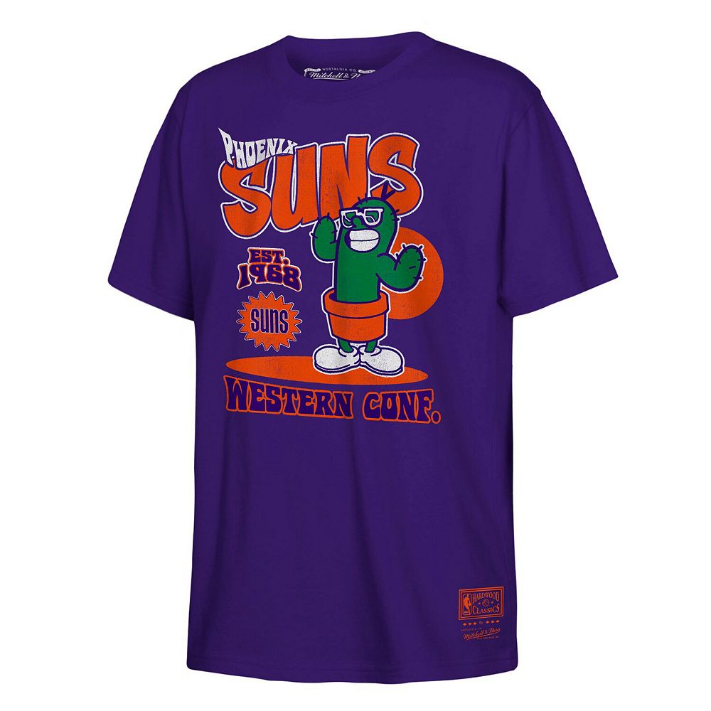 Youth Mitchell & Ness Purple Phoenix Suns Retro Mascot Script T-Shirt