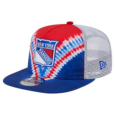 Men's New Era Blue/Red New York Rangers Throwback V-Dye Adjustable ...