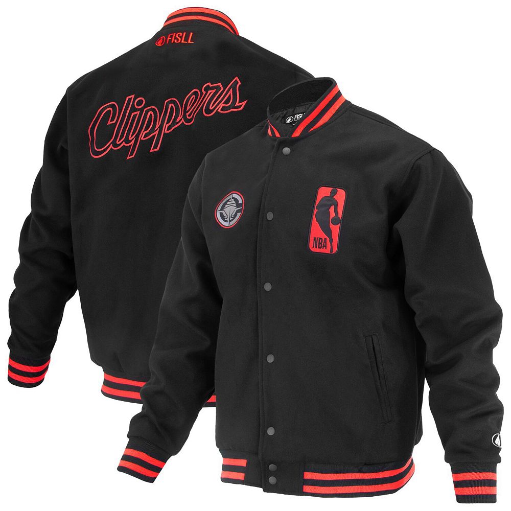 Unisex FISLL Black LA Clippers Logoman Shadow Collection Full-Snap ...