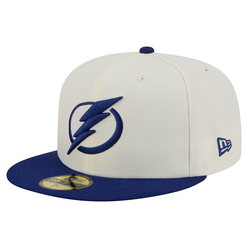Men's New Era White Tampa Bay Lightning Chrome Two-Toned 59FIFTY Fitted Hat
