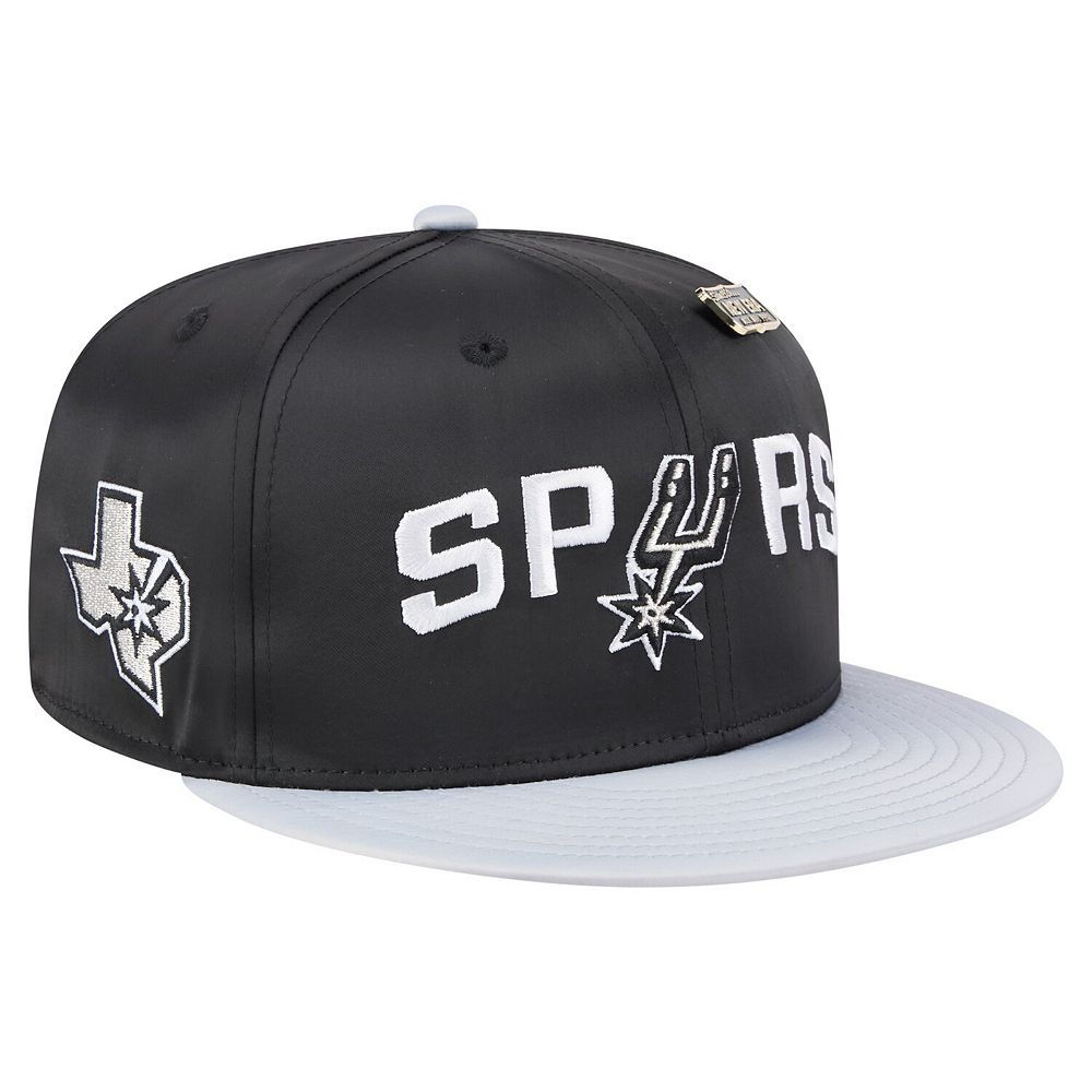 Men's New Era Black/Silver San Antonio Spurs Throwback Satin Vintage ...