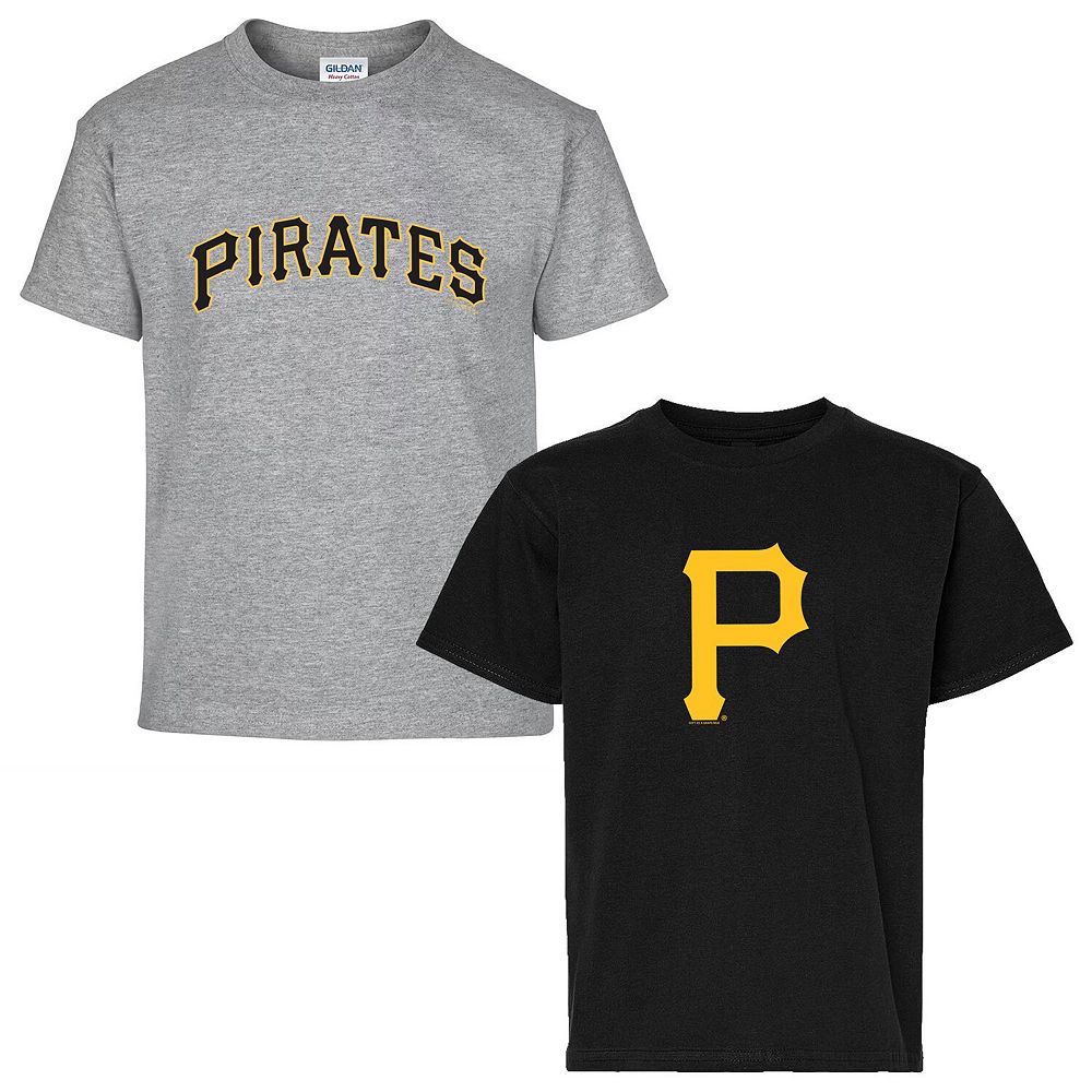 Youth Soft as a Grape Black/Heather Gray Pittsburgh Pirates Two-Pack T ...