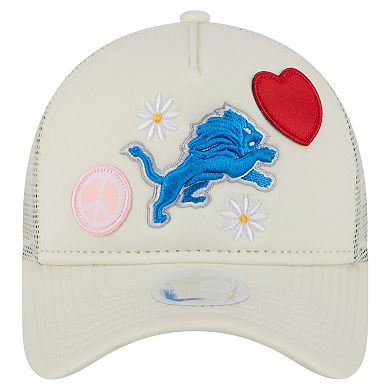Women's New Era Cream Detroit Lions All Love 9FORTY Adjustable Trucker Hat