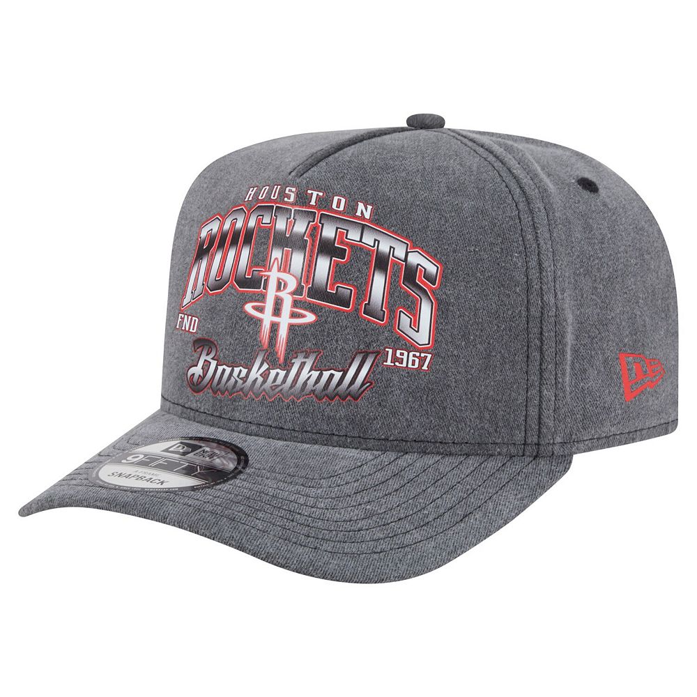 Men's New Era Charcoal Houston Rockets Throwback Washed Pre-Curved ...