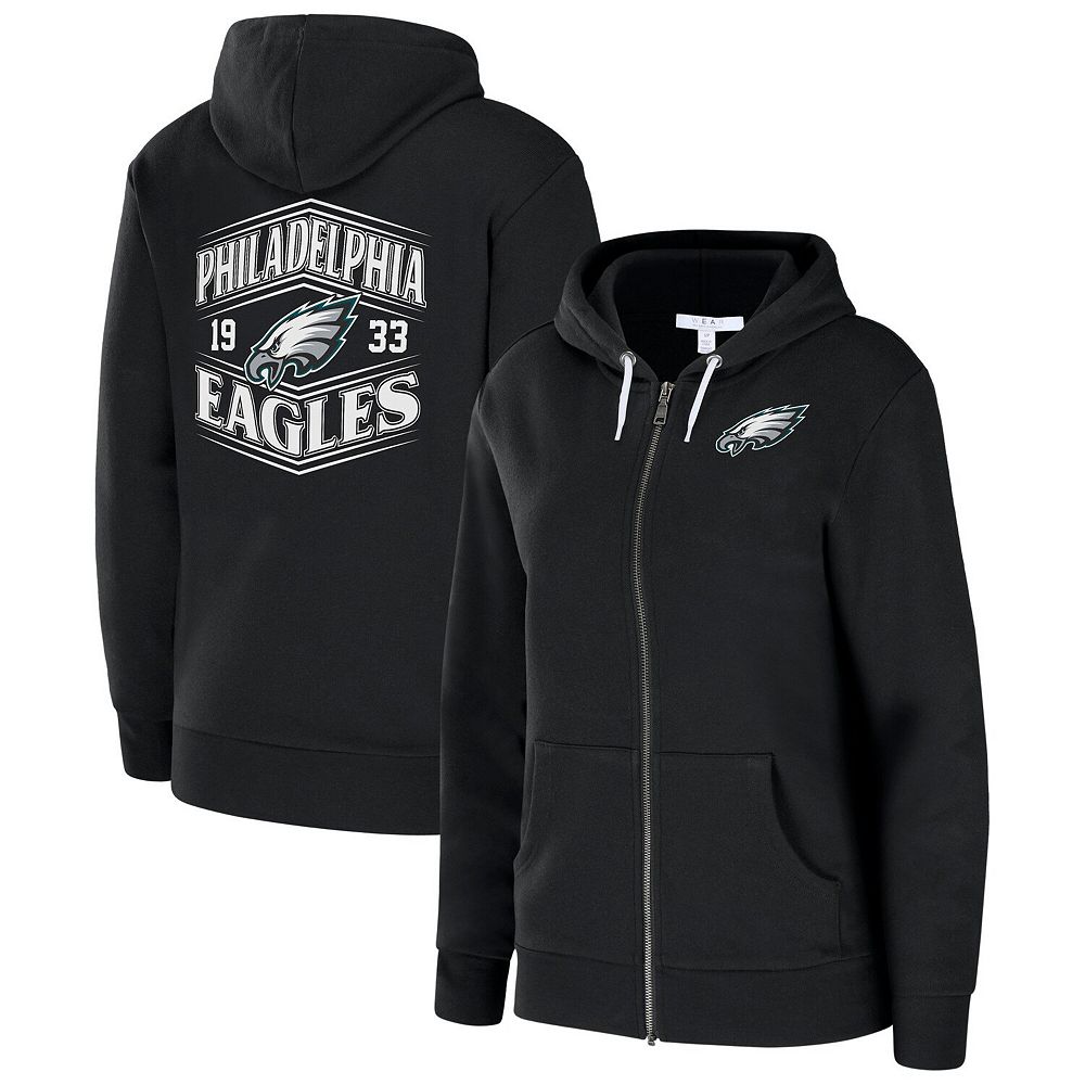 Women's WEAR by Erin Andrews Black Philadelphia Eagles Angled Full-Zip ...