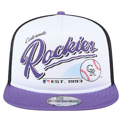 Men's New Era White/Purple Colorado Rockies Retro Script Trucker 9FIFTY ...