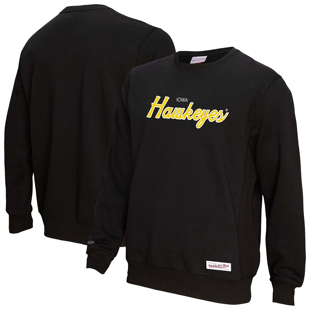 Men's Mitchell & Ness Black Iowa Hawkeyes Elite Script Pullover Sweatshirt