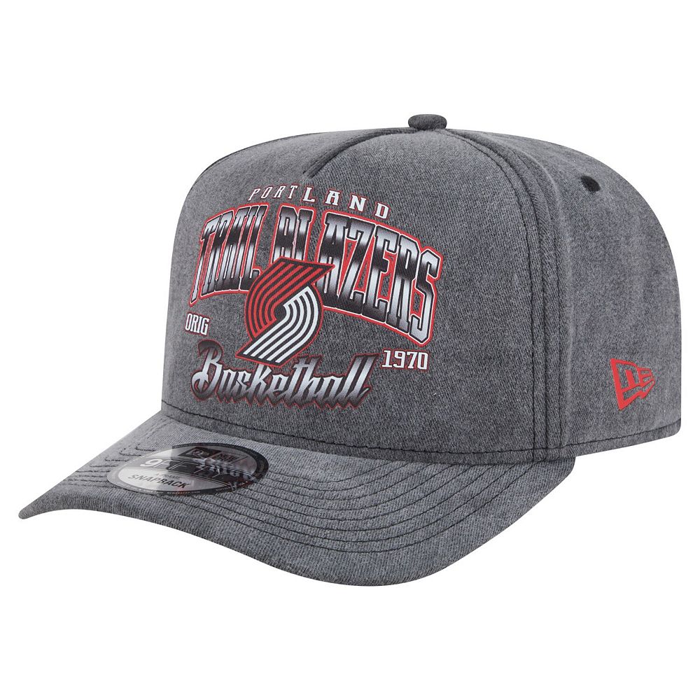 Men's New Era Charcoal Portland Trail Blazers Throwback Washed Pre ...