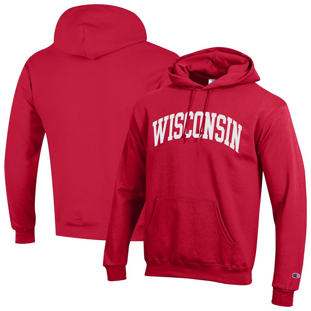 Men's Champion Red Wisconsin Badgers Basic Arch Fleece Pullover Hoodie