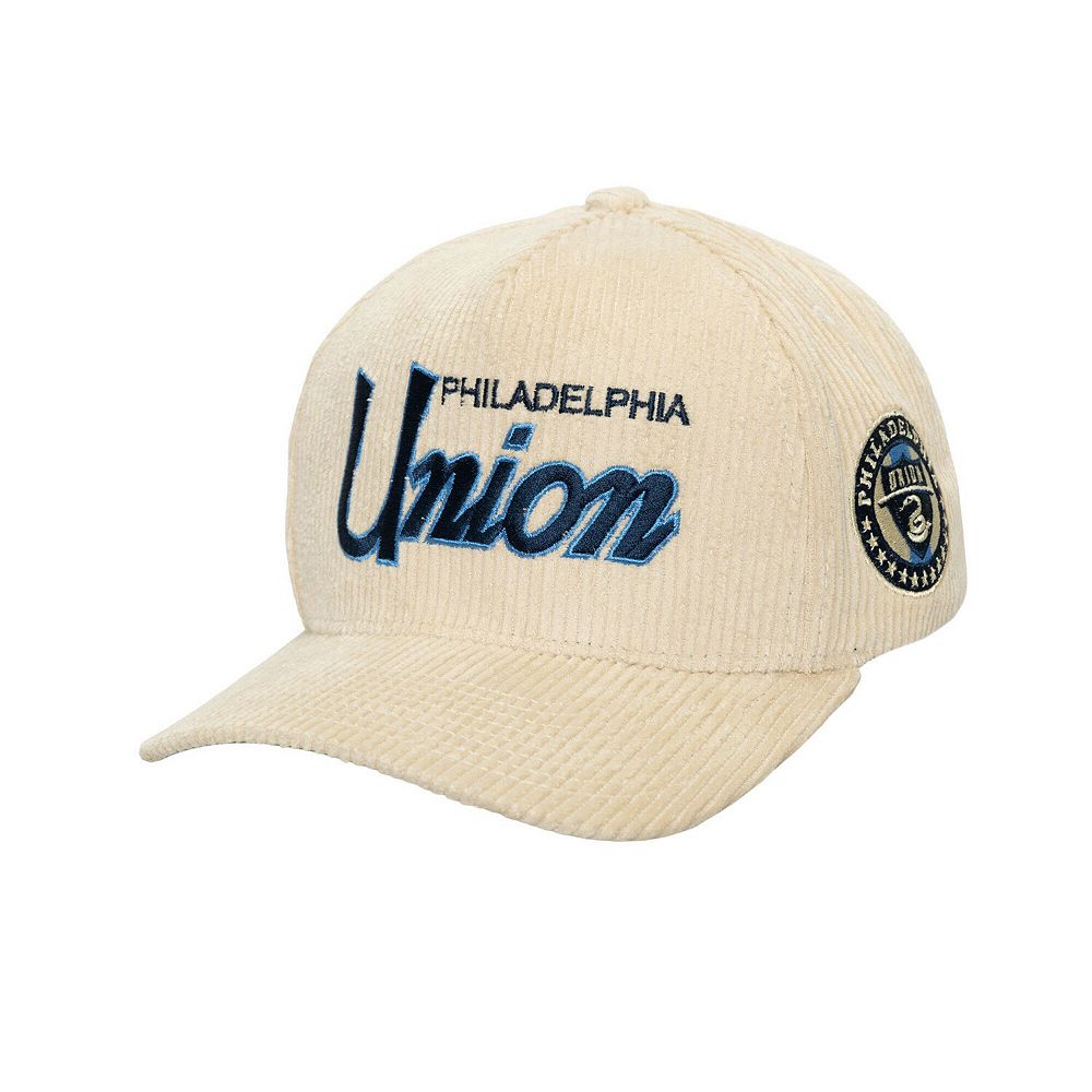 Men's Mitchell & Ness Cream Philadelphia Union Corduroy Off Pro Crown Adjustable Hat
