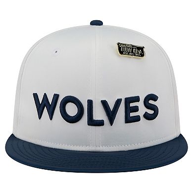 Men's New Era White/Navy Minnesota Timberwolves Throwback Satin Vintage ...