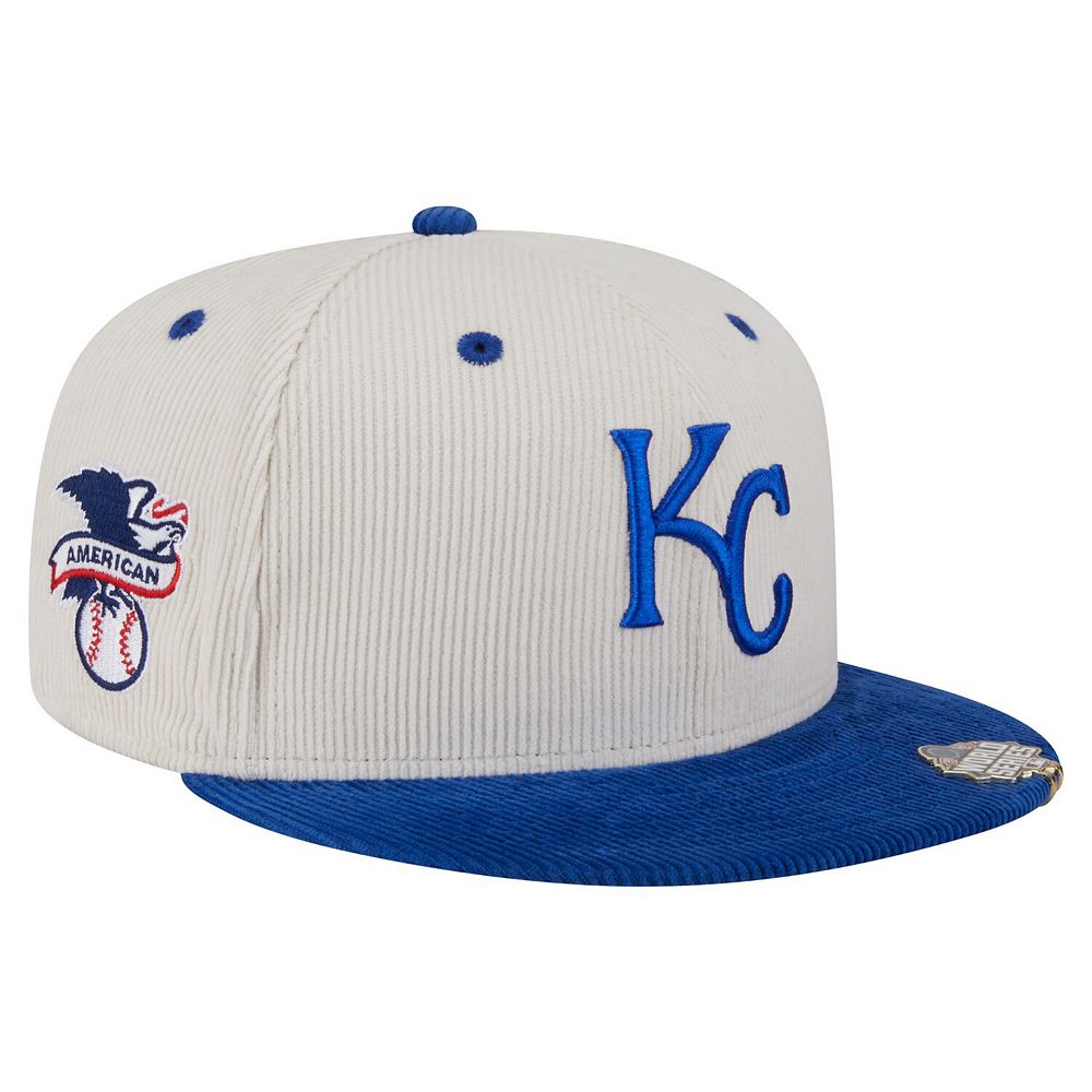 Men's New Era Cream/Royal Kansas City Royals Two-Tone Corduroy 59FIFTY ...