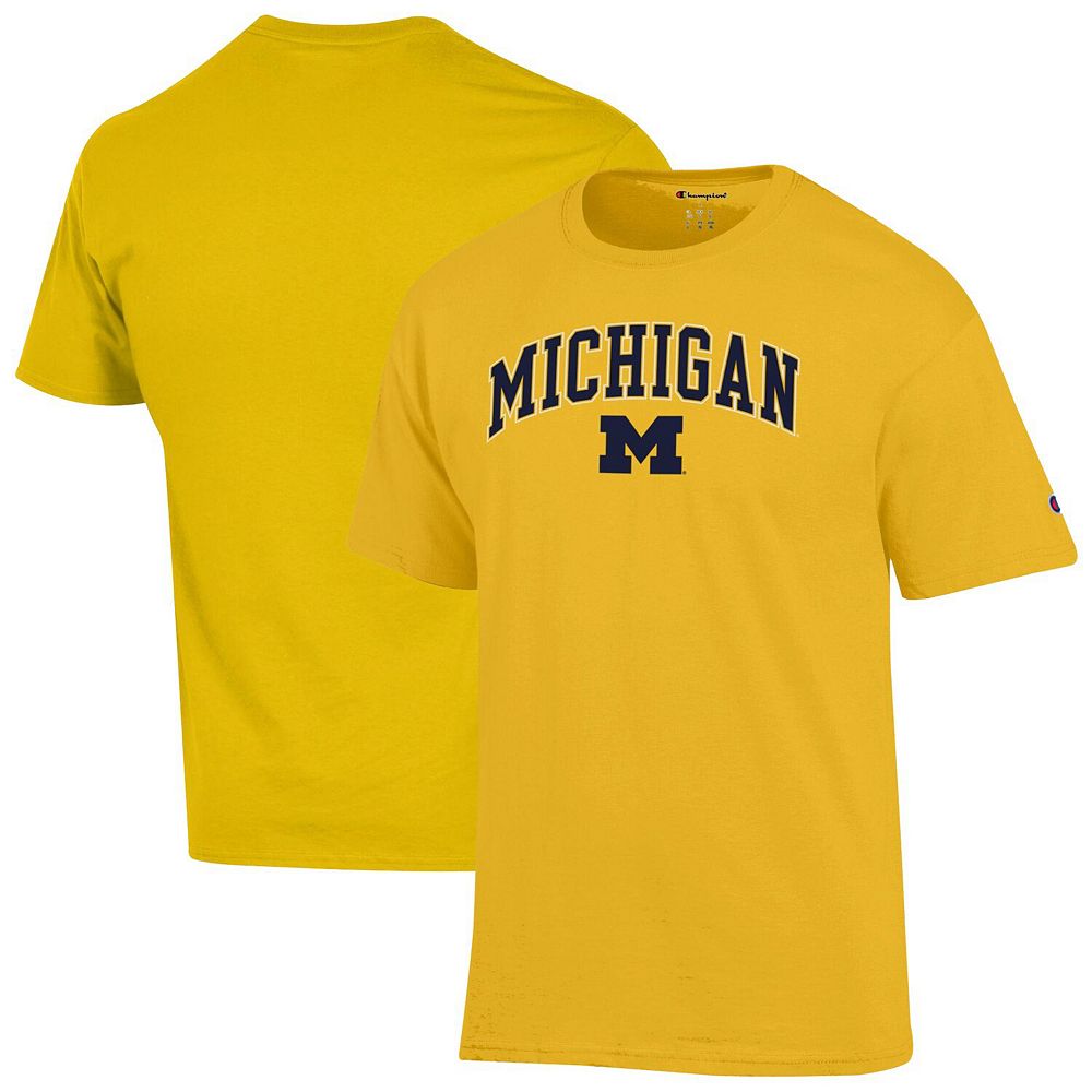 Men's Champion Maize Michigan Wolverines Arch Over Logo T-Shirt