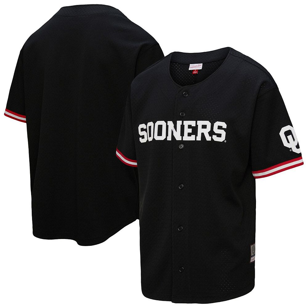 Men's Mitchell & Ness Black Oklahoma Sooners On The Clock Full-Button ...