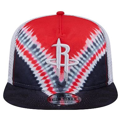Men's New Era Black/Red Houston Rockets Throwback Dye Golfer Snapback Hat