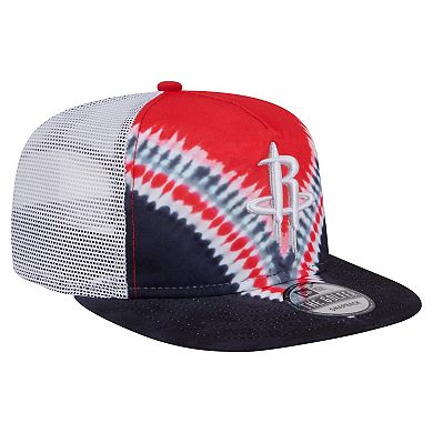 Men's New Era Black/Red Houston Rockets Throwback Dye Golfer Snapback Hat