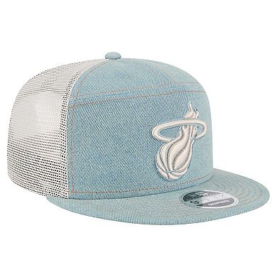 Men's New Era Miami Heat Adventure Denim Split Panel 9FIFTY Snapback ...