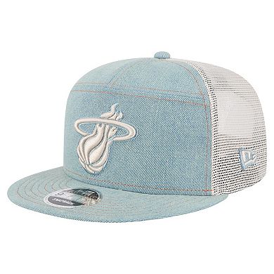 Men's New Era Miami Heat Adventure Denim Split Panel 9FIFTY Snapback ...